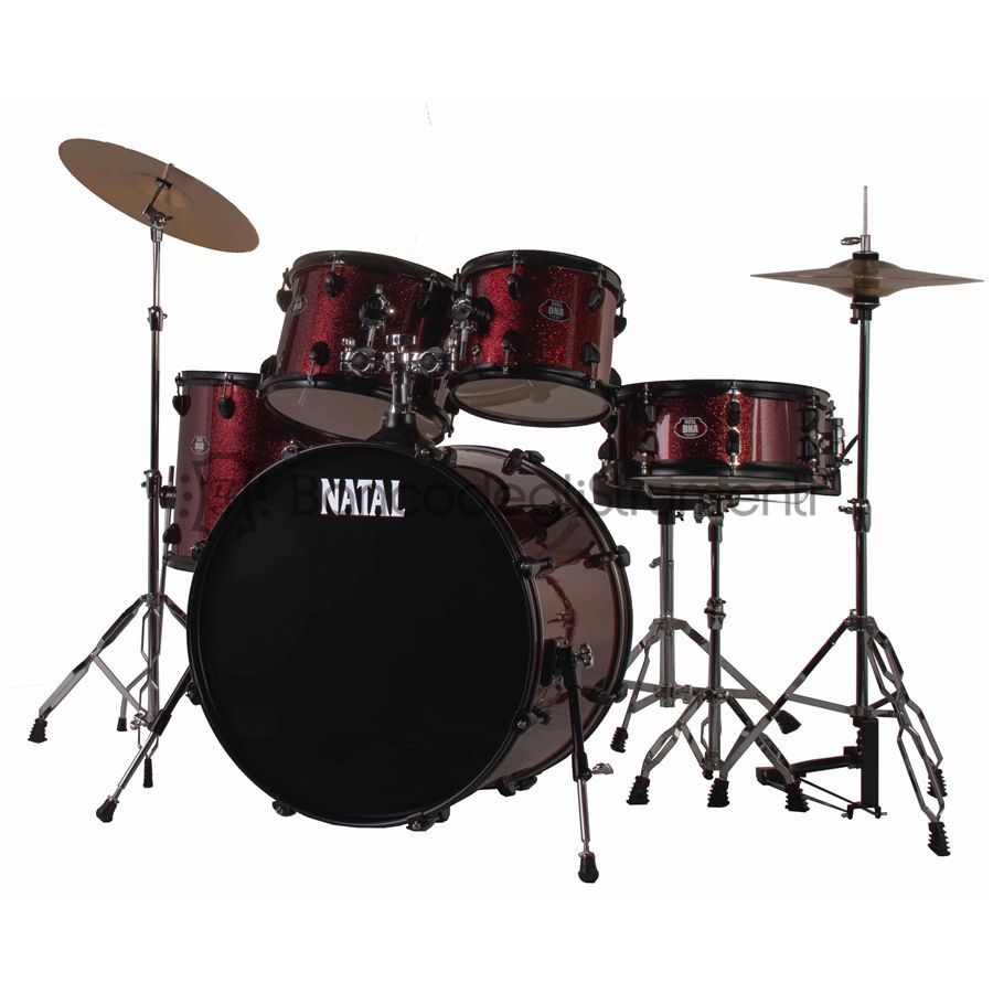 Natal DNA F22 Batteria acustica completa con hardware nero - Colore Red ...