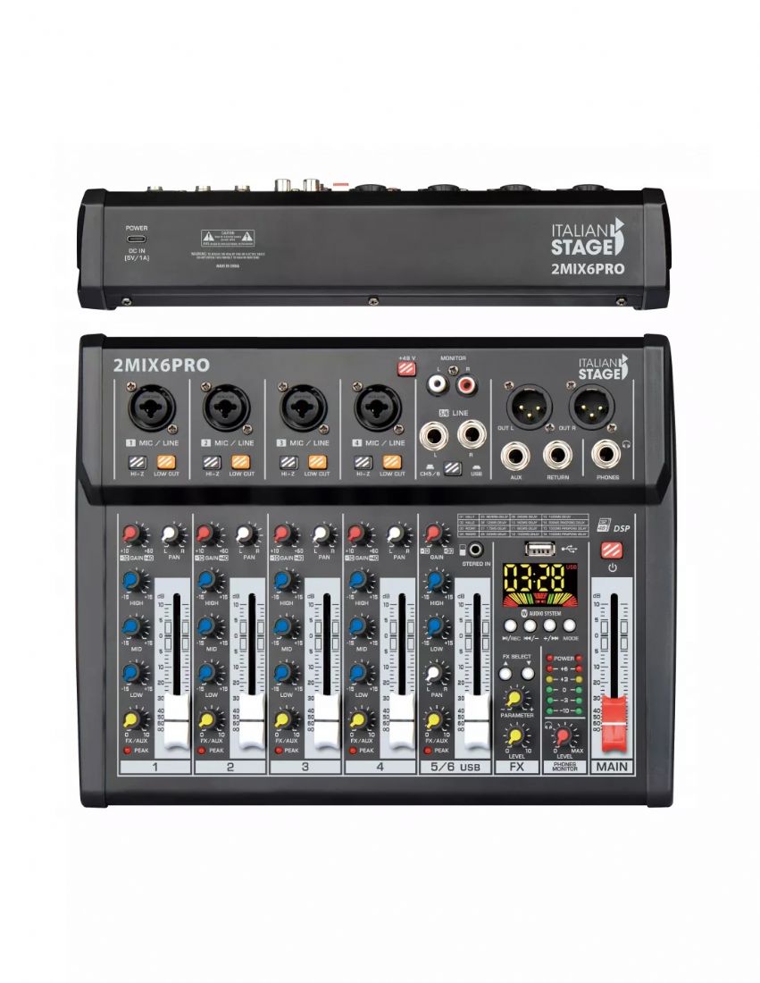 Italian Stage 2MIX6PRO Mixer audio con lettore, registratore ed effetti ...