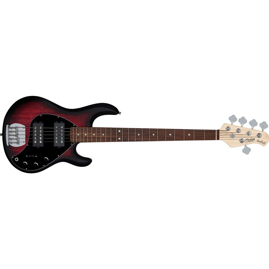 Sterling by Music Man Sting Ray RAY5 HH Ruby Red Burst Satin Basso ...